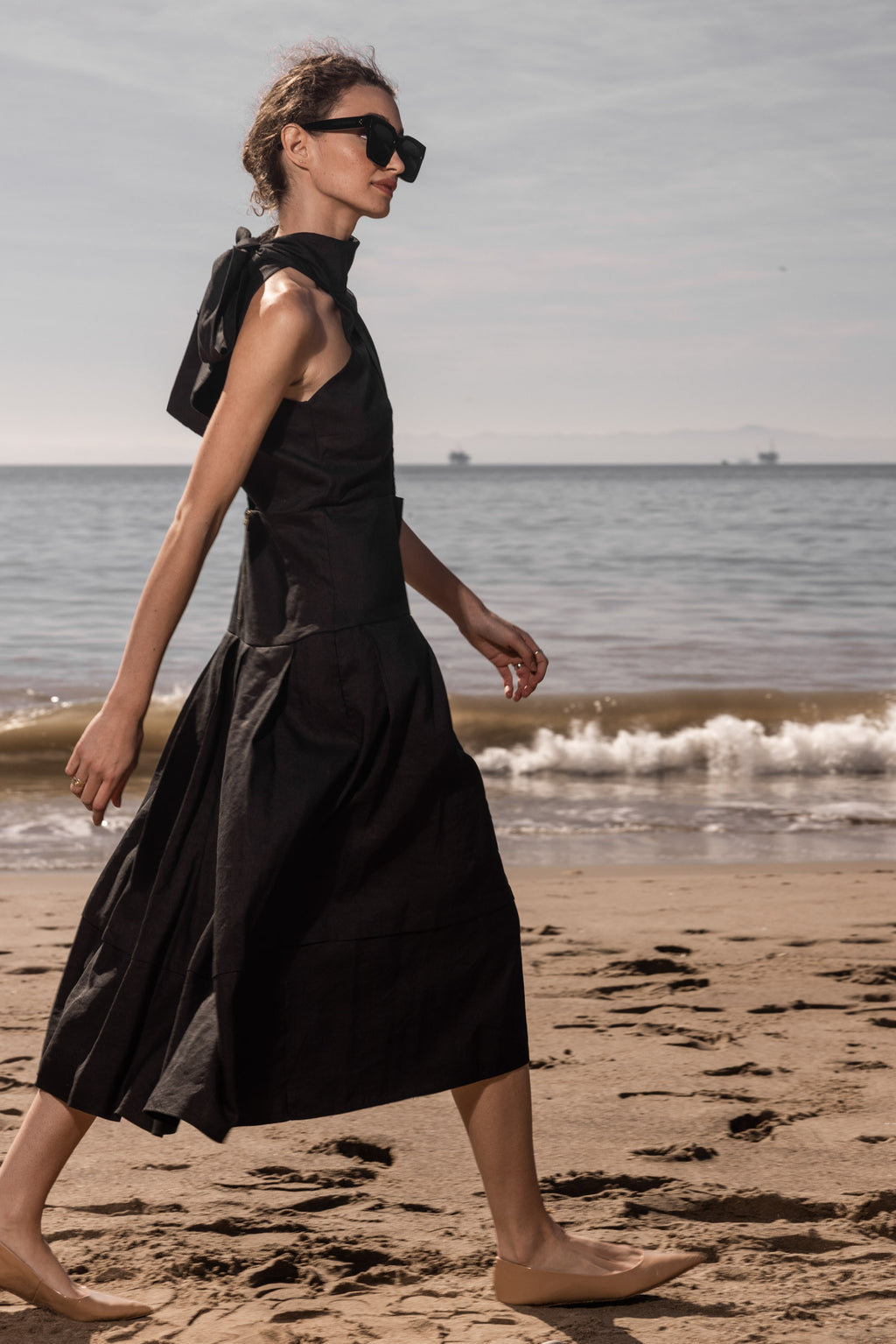 Ginger Dress - Noir Silk & Hemp – Heidi Merrick