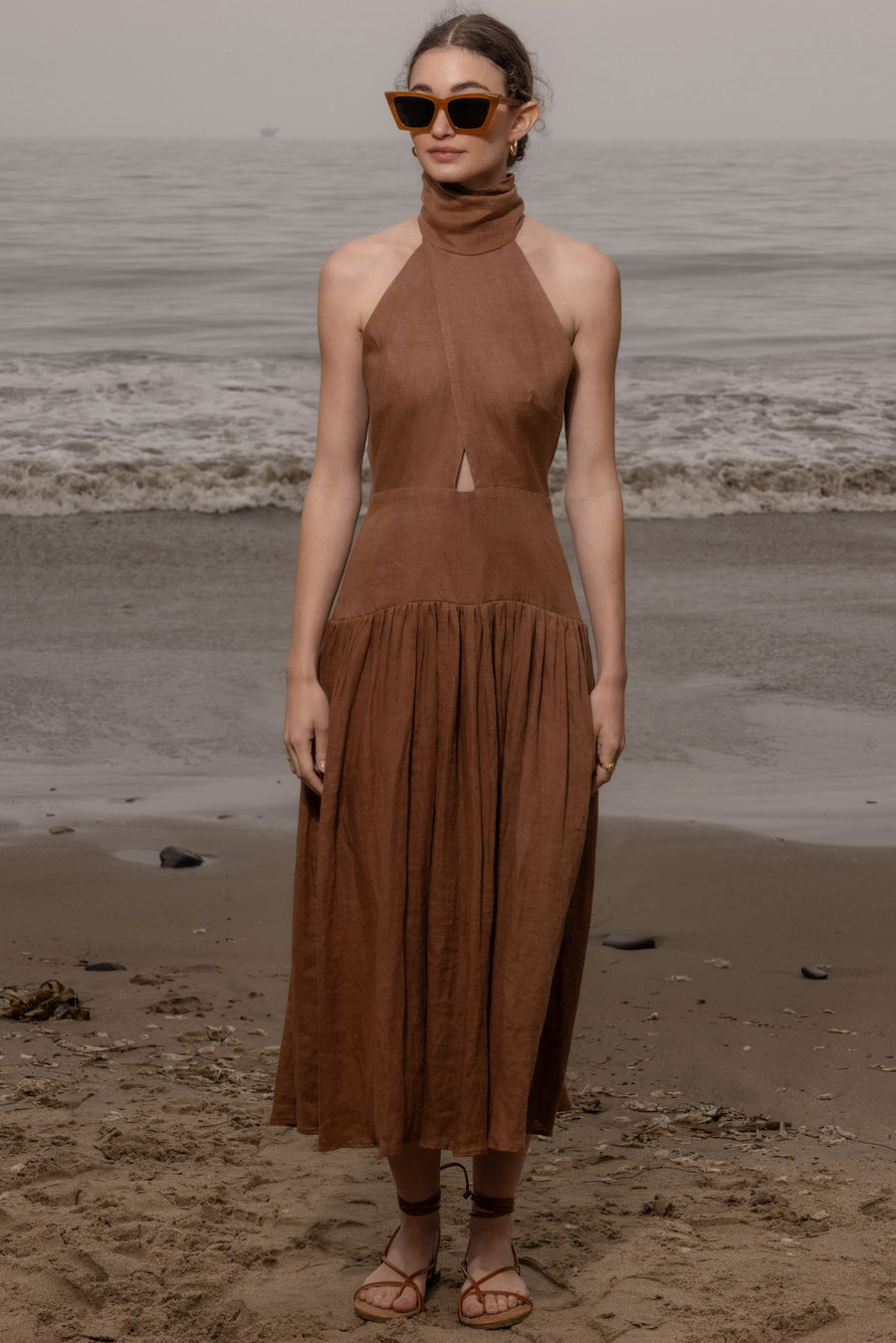 Ava Dress - Clay Tissue Linen – Heidi Merrick