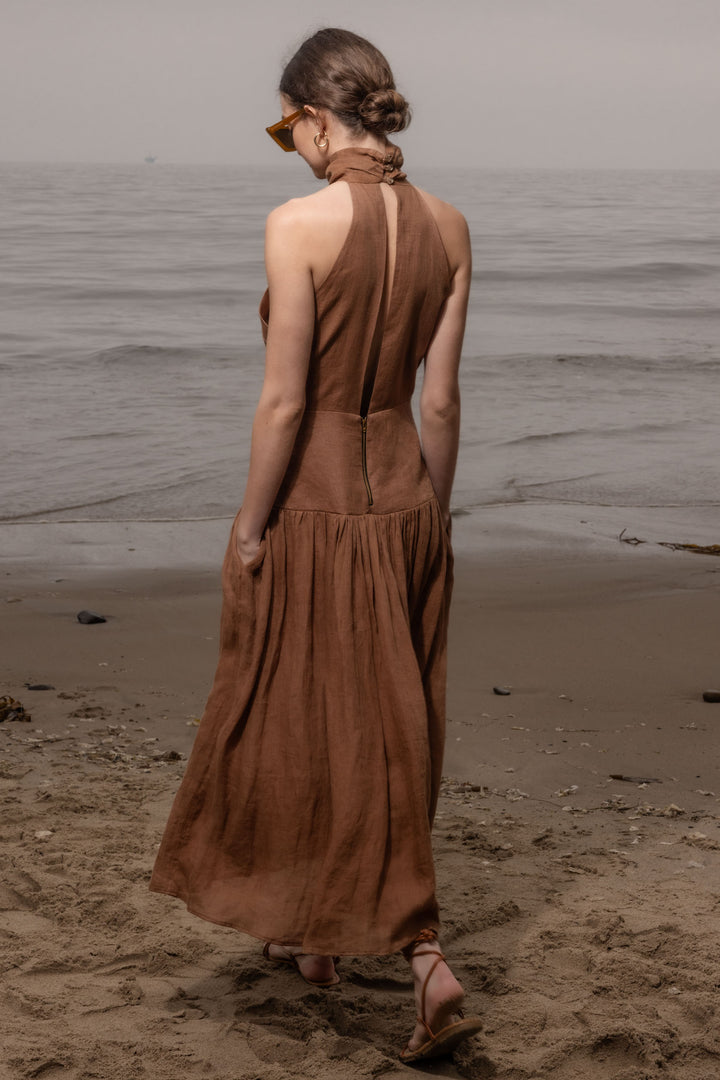 Ava Dress - Clay Tissue Linen – Heidi Merrick