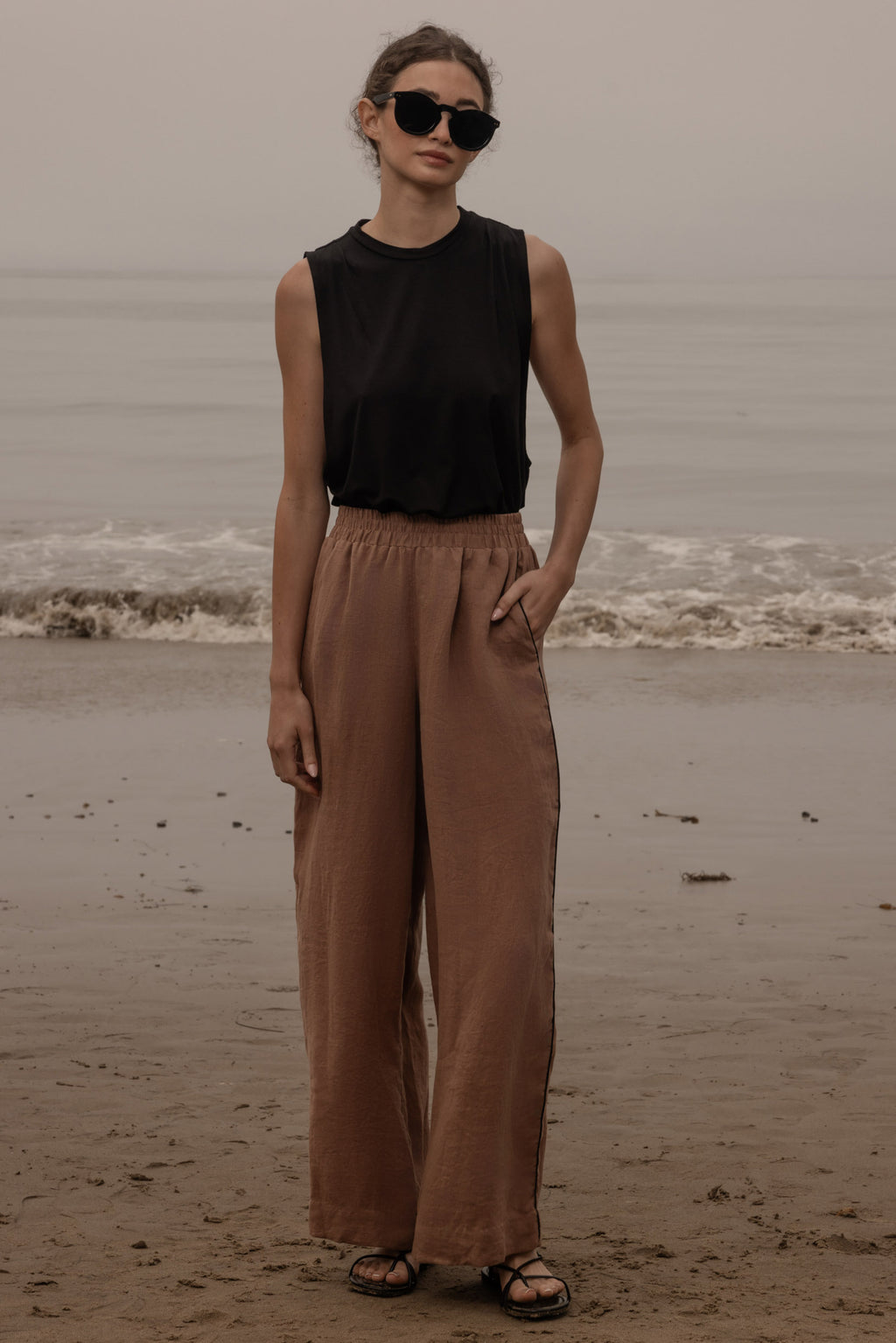 Sahara Pant - Sable Tissue Linen – Heidi Merrick