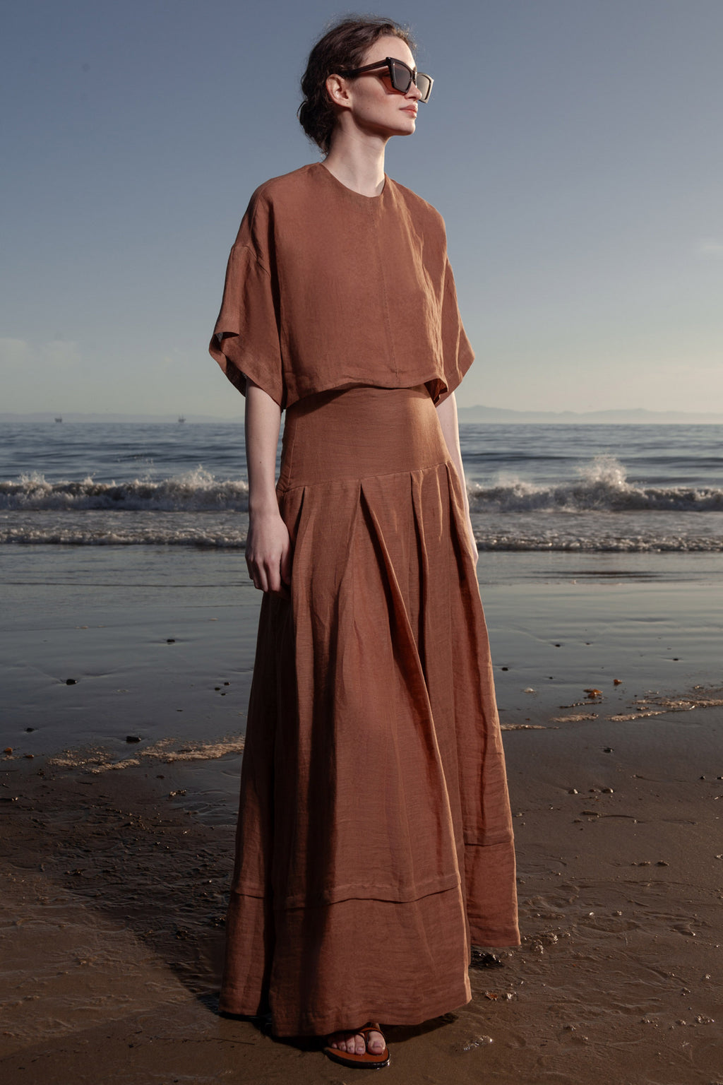 Marbella Skirt - Clay Tissue Linen – Heidi Merrick