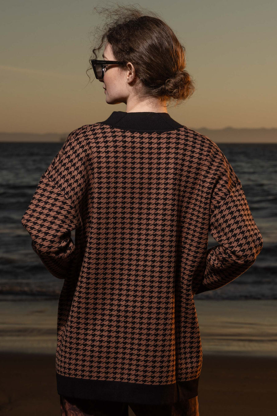 Fanny Cardigan - Chocolate Houndstooth – Heidi Merrick